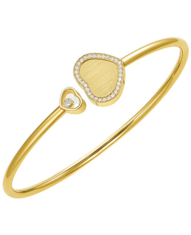 Chopard Happy Hearts Golden Hearts 18K Yellow Gold and Diamond Bangle ...