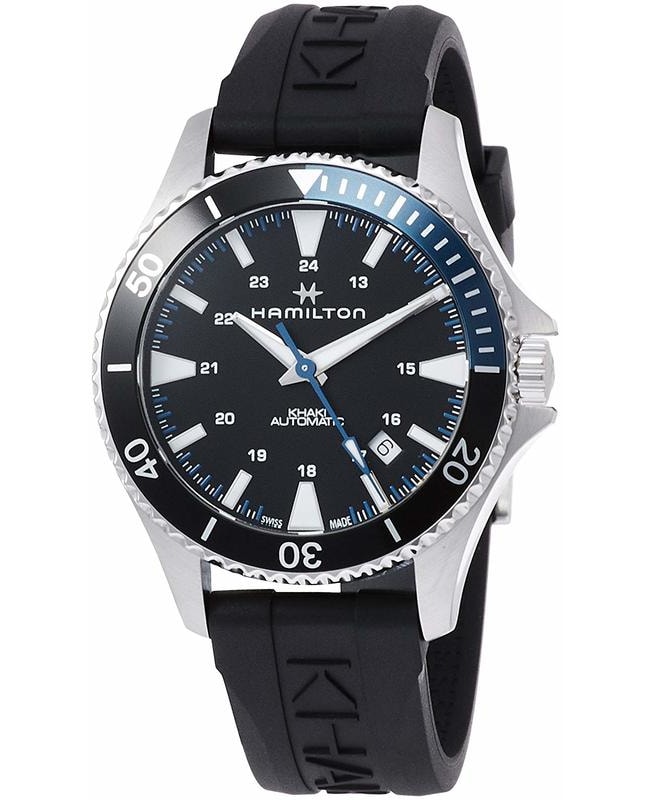 Hamilton Khaki Navy Scuba Auto Black Dial Black Rubber Strap Men's ...