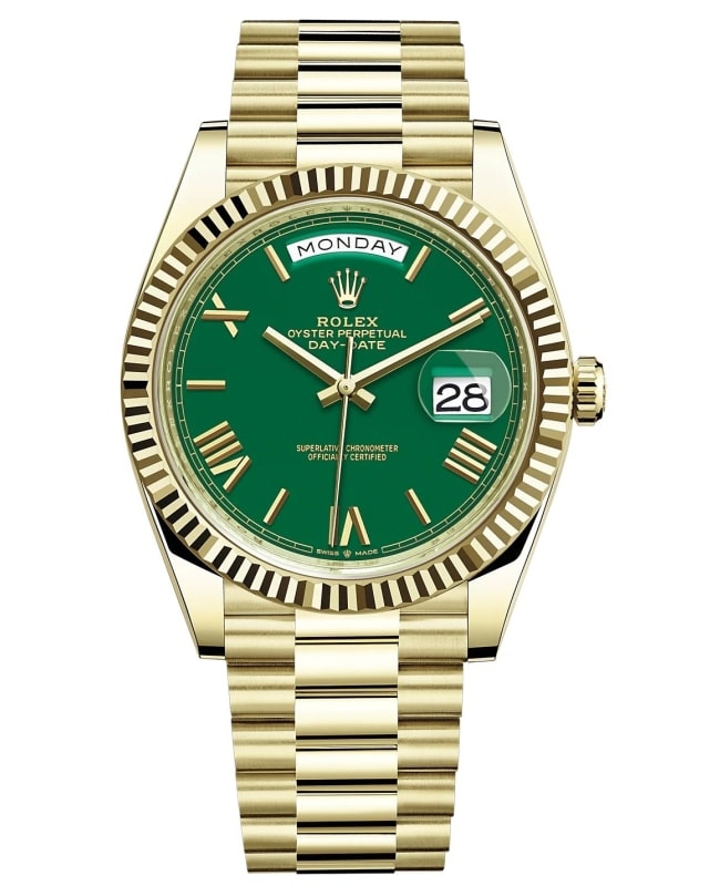 Rolex Day-Date 40 18K Yellow Gold Green Roman Dial Men's Watch M228238-0061