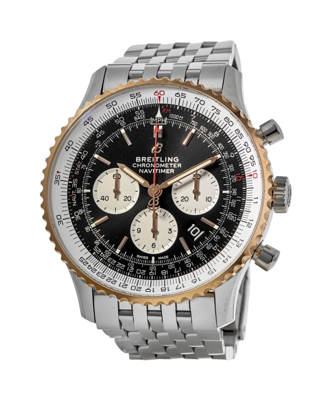 Breitling Navitimer B01 Chronograph 46 Black Dial Rose Gold & Steel Men ...