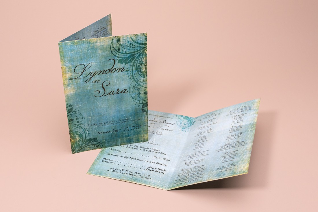 Custom Folded Wedding Program Printing - Greenerprinter