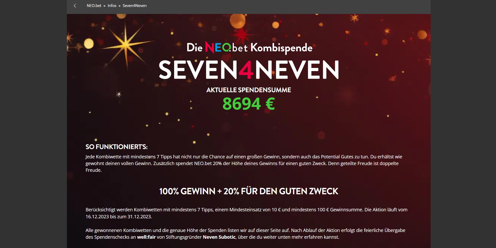 So unterstützt du bei Neobet die Aktion Seven4Neven!