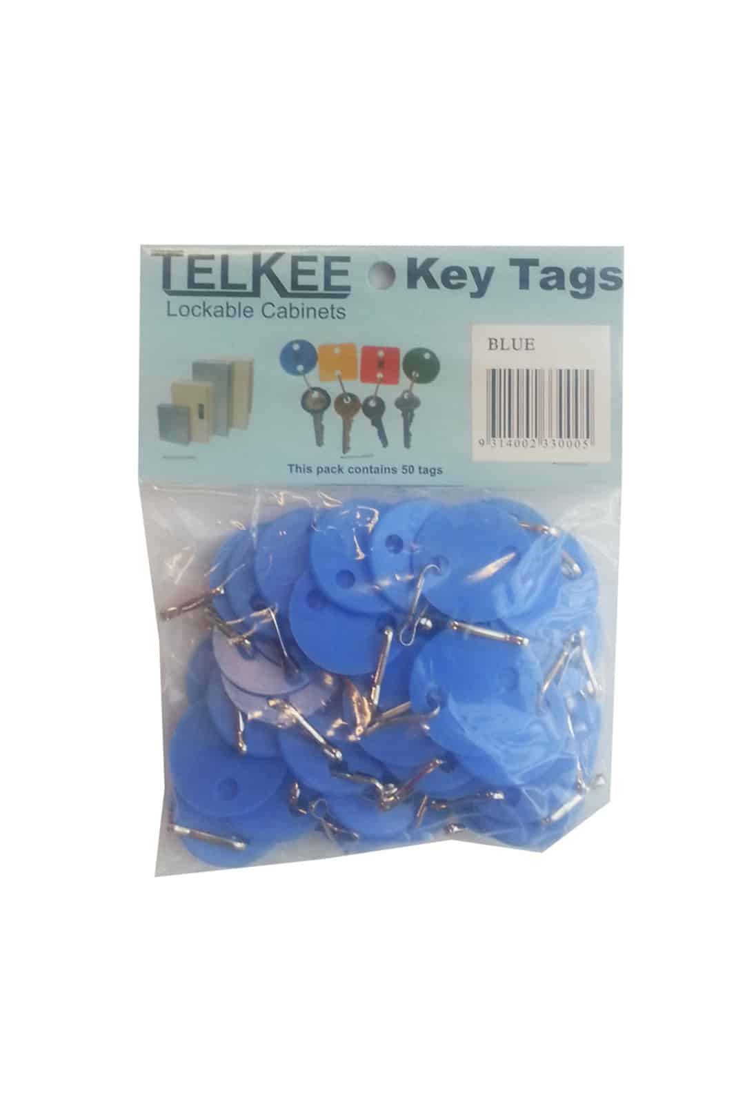 TelKee Blank Blue Round Packet 50 Key Tags | Numbered Key Tags