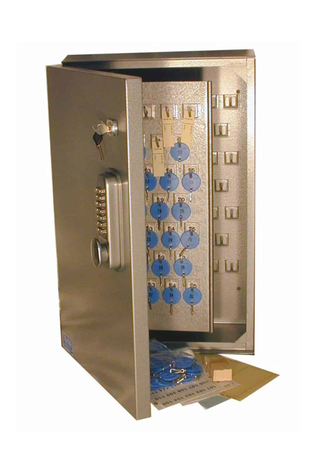530/100 Telkee Key Safe in Grey | 100 Key Hooks | Mechanical Keypad