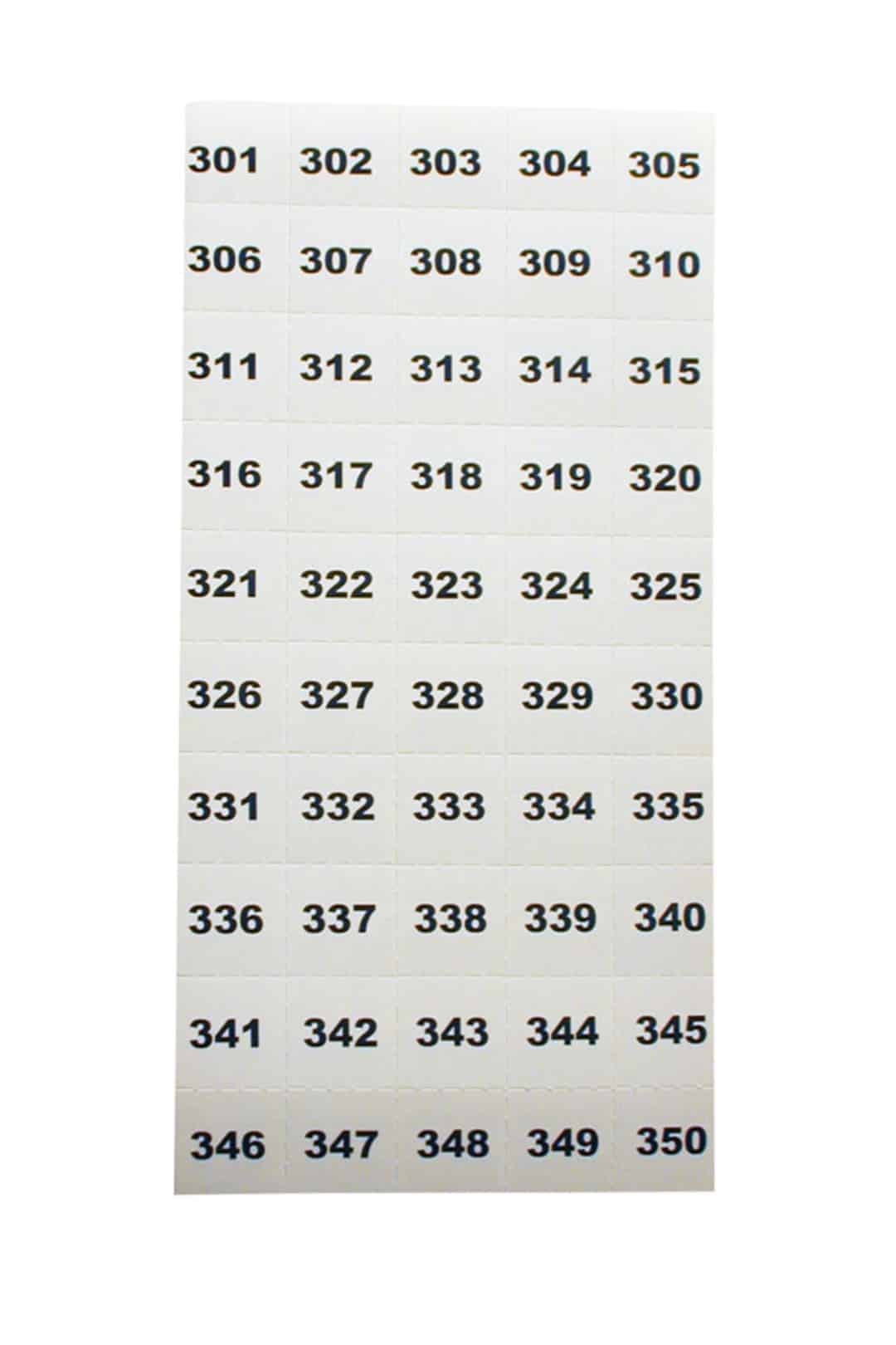 Perforated Number Sheets 301-350 | TelKee Number Sheets
