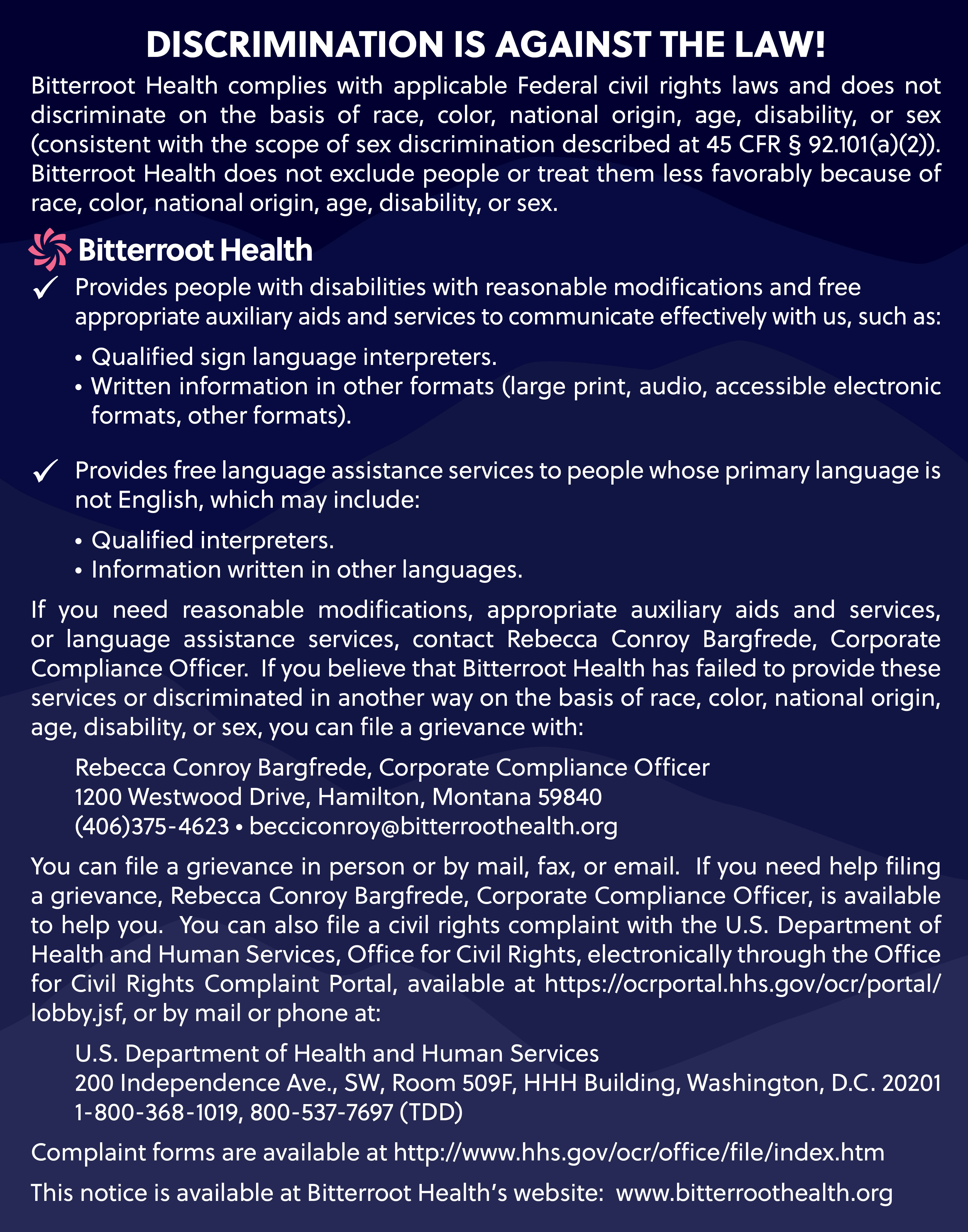 Patient rights and responsibilities | Bitterroot Health