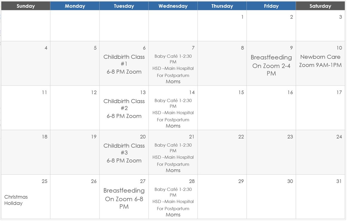 December 2022 Calendar of Events | University Health