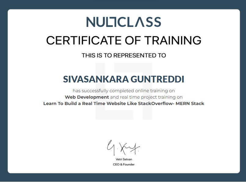 GUNTREDDI SIVA SANKARA VARAPRASAD, Online Resume – FlowCV