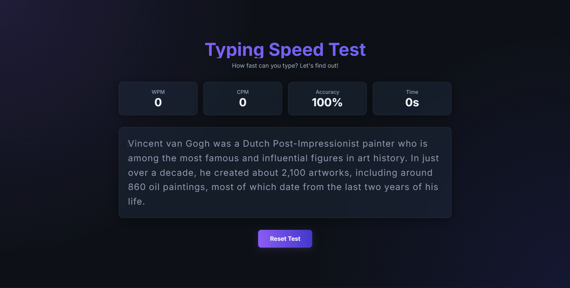 GitHub - Diljith-kp/Typing-Speed-Tester: ⚡ Typing Speed Test – Modern ...