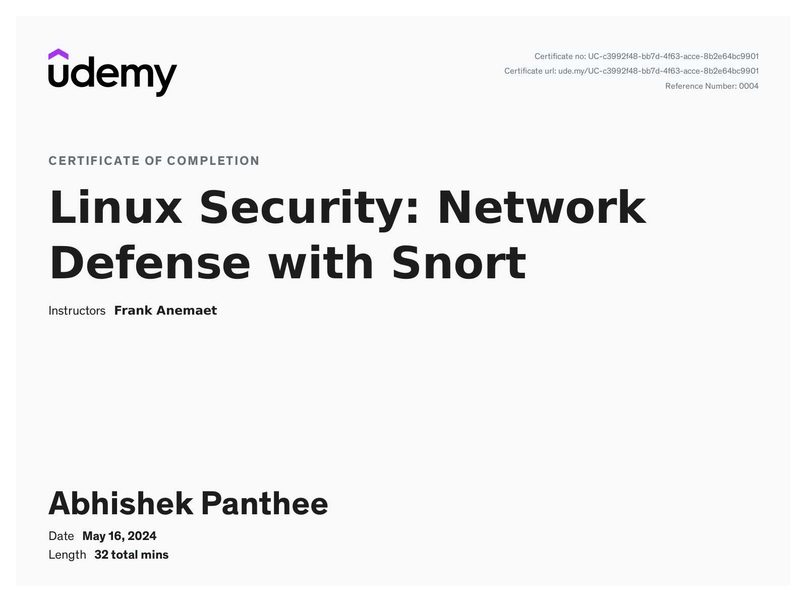 Abhishek Panthee - Certificates