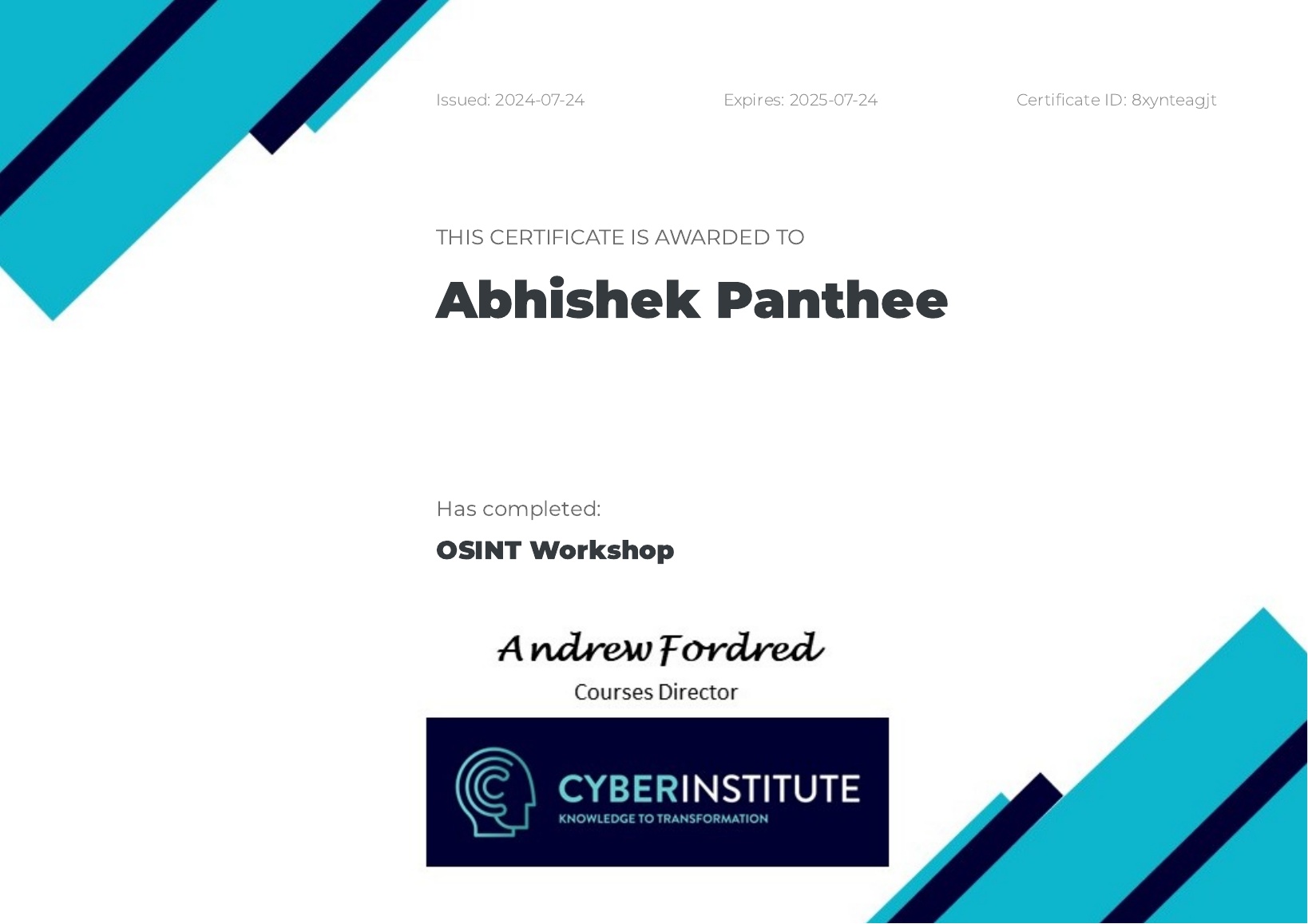 Abhishek Panthee - Certificates