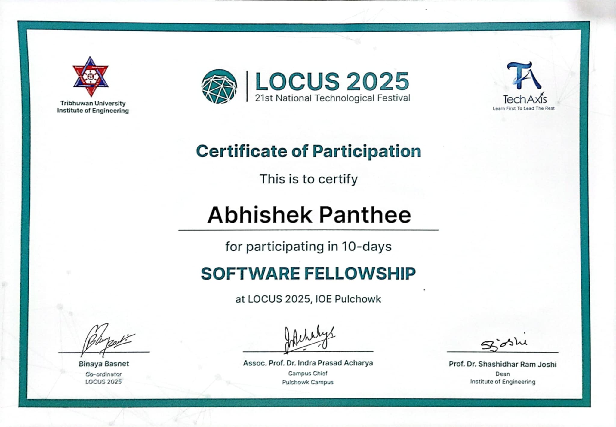 Abhishek Panthee - Certificates
