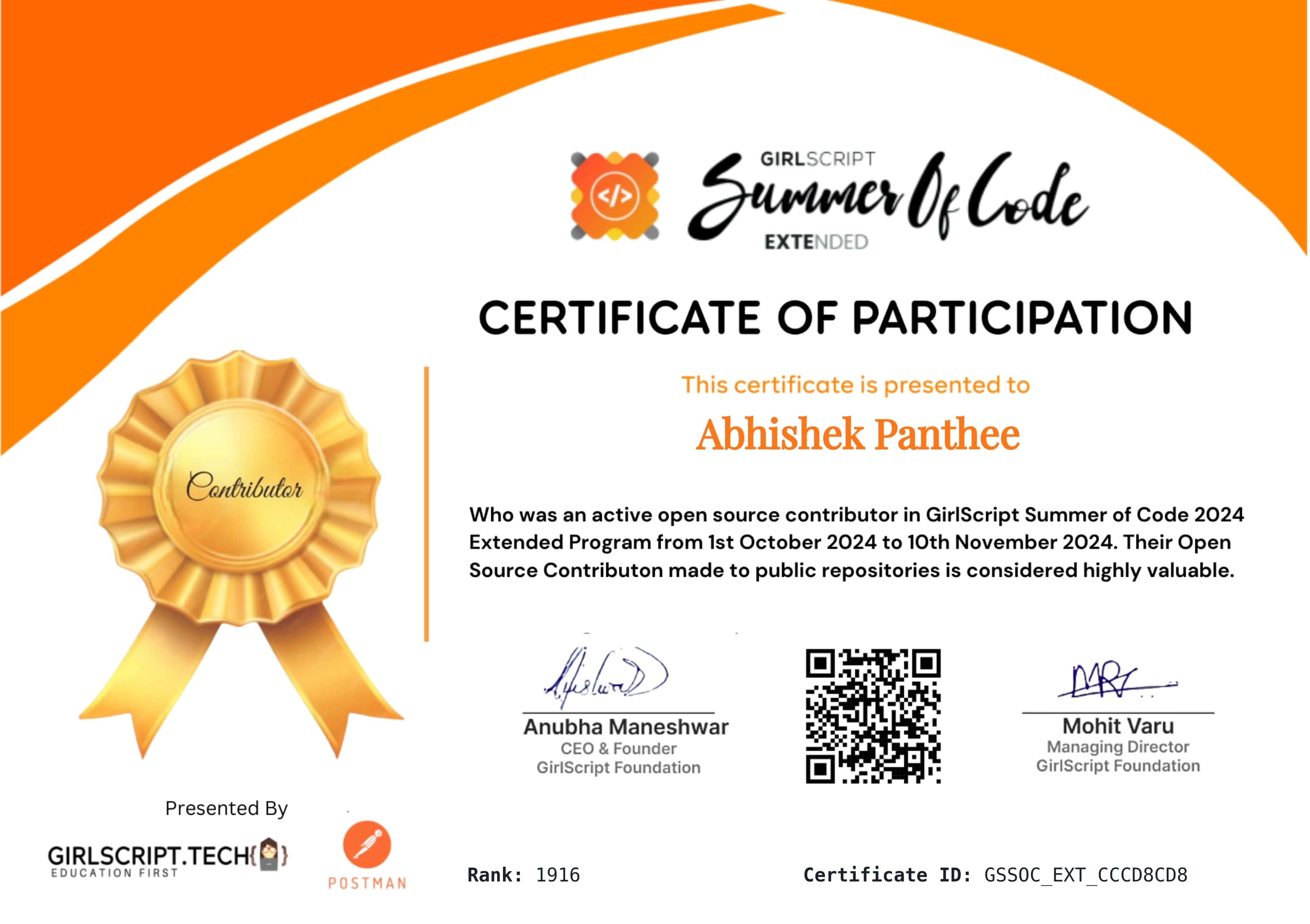 Abhishek Panthee - Certificates