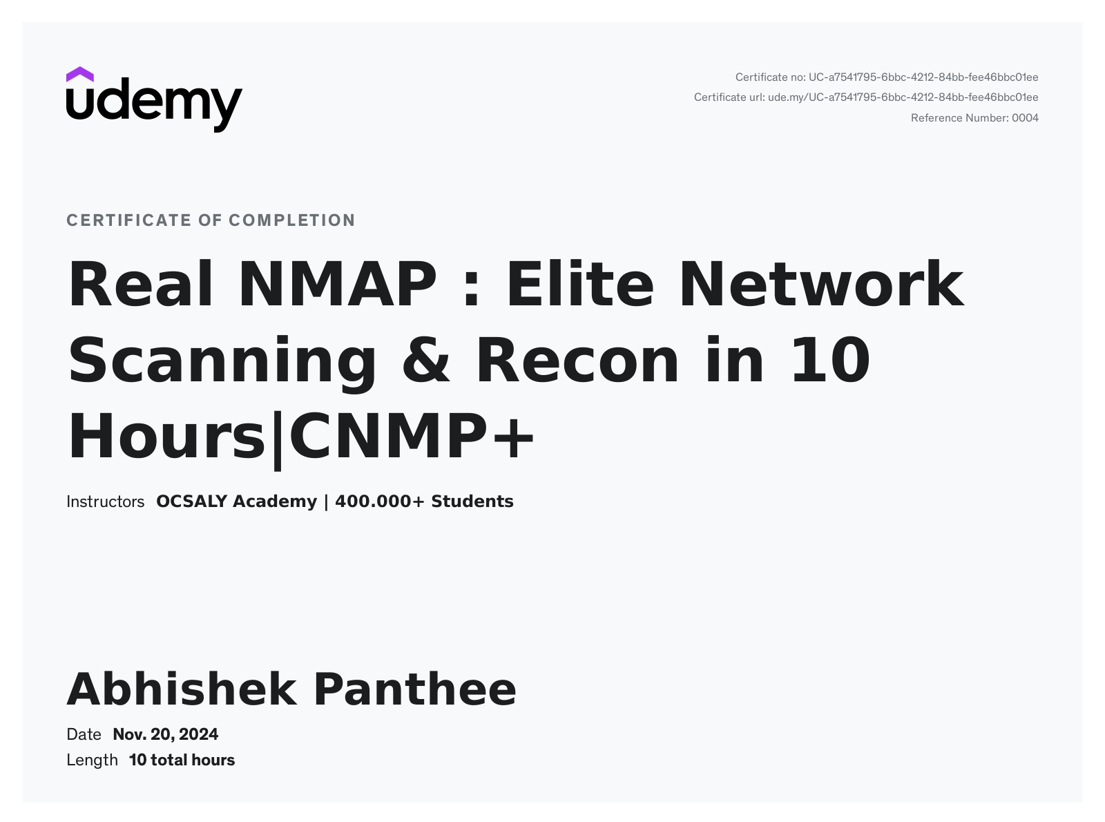 Abhishek Panthee - Certificates