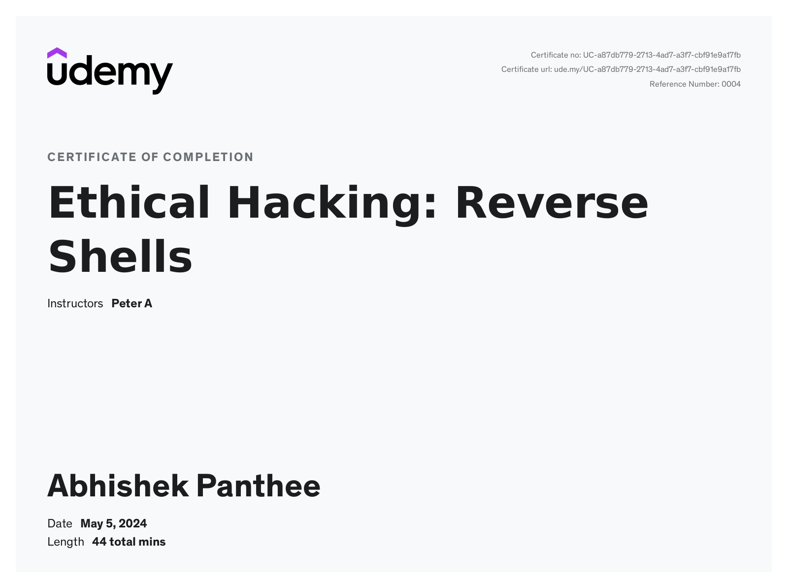 Abhishek Panthee - Certificates