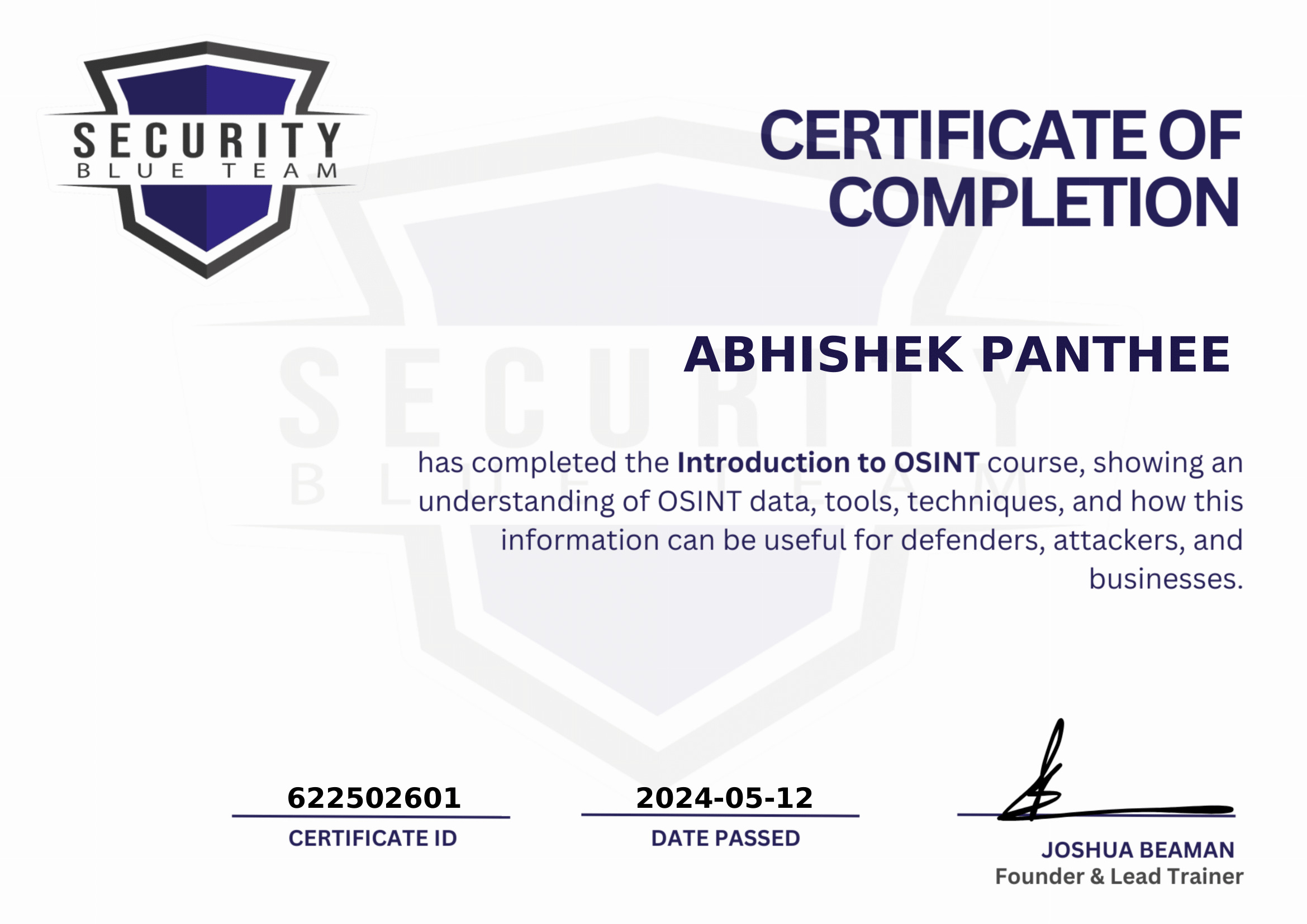 Abhishek Panthee - Certificates