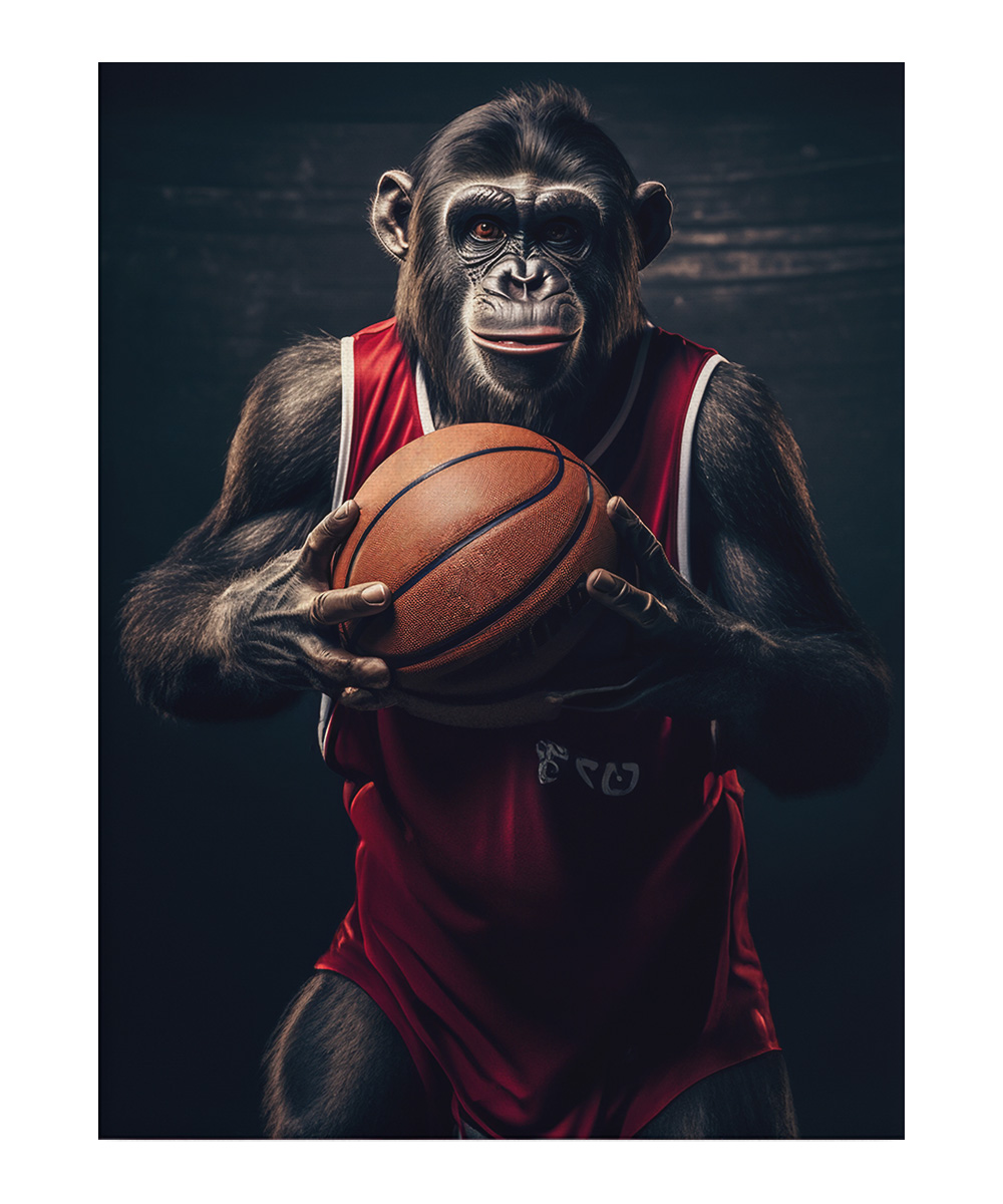 Hoopster Hoot - Monkey - Funny Theme Wall Artwork | Ozelu