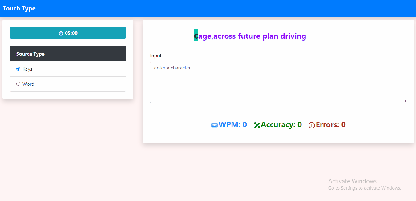 GitHub - Bala-Subrahmanyam-Reddy/touchType: Touch type is a react based web application that ...