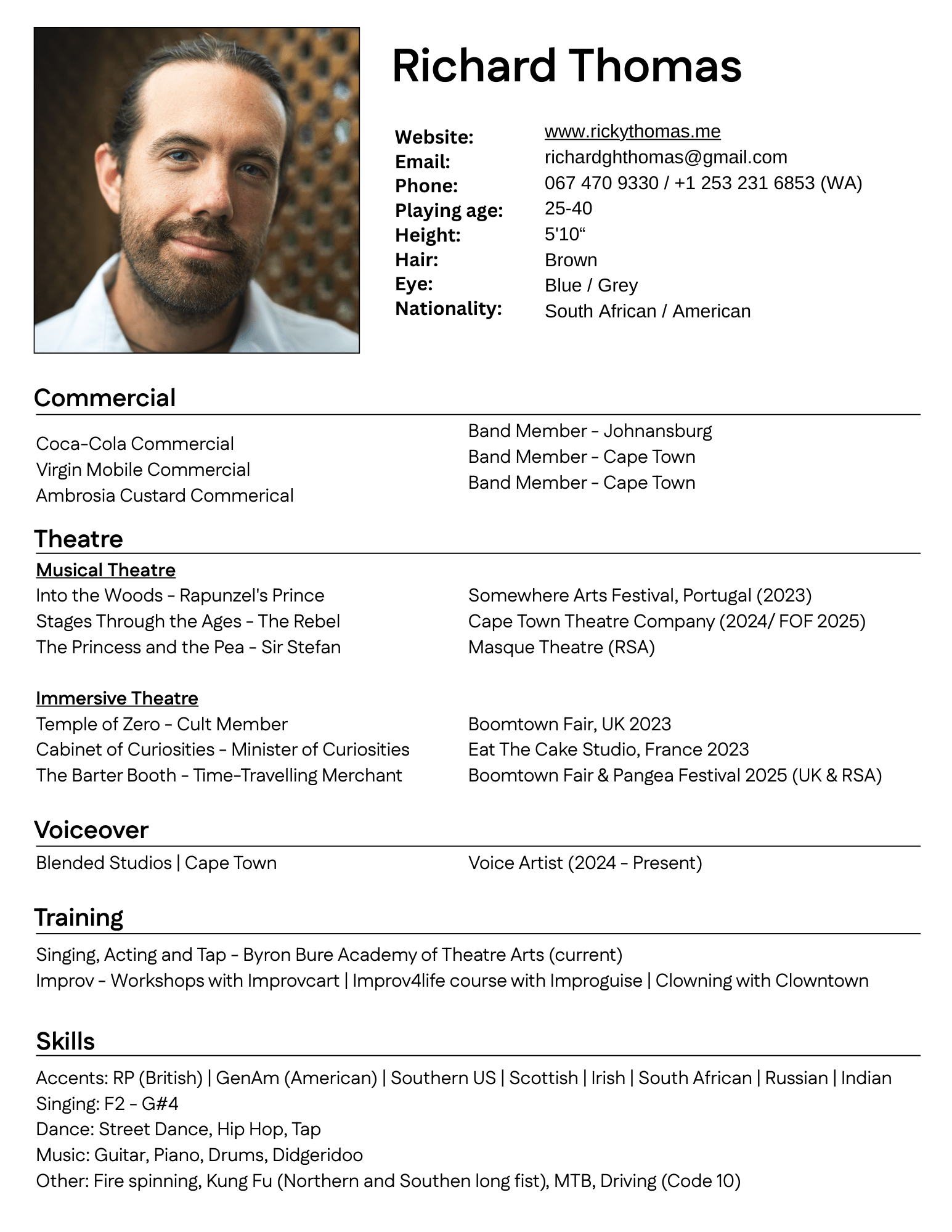 Ricky Thomas - Actor, Facilitator & Creative