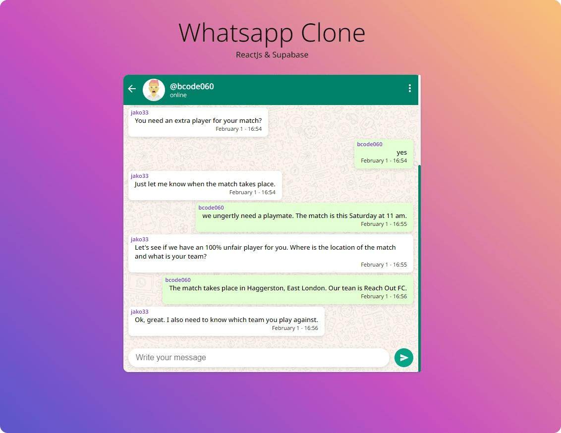 Github Garu2whatsapp Clone React Supabase Chat In Real Time Using Reactjs And Supabase With 3712