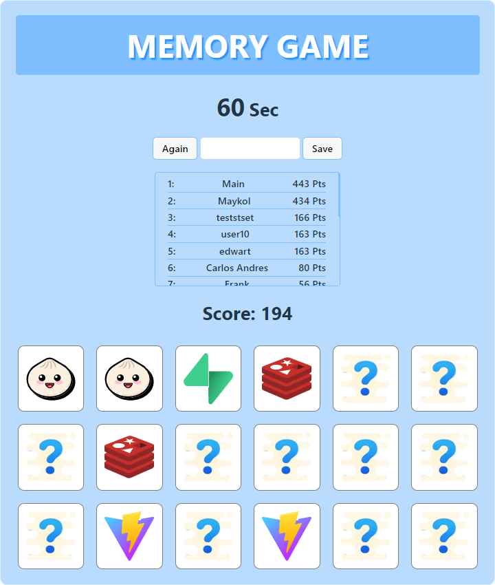 GitHub - garu2/Memory-Game-React: 🧠 Juego de Memoria con Cartas de 60 ... GitHub - garu2/Memory-Game-React: 🧠 Juego de Memoria con Cartas de 60 ...