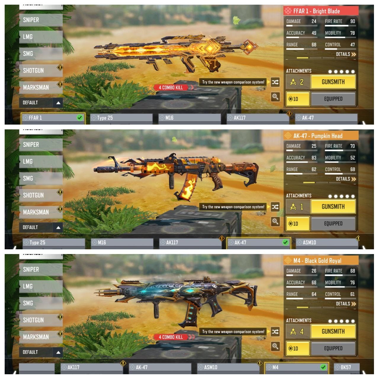 Mythic Gun (FFAR 1), 2 Legend Guns, 42 Epic Guns, 21 Skins, 1 Diamond ...