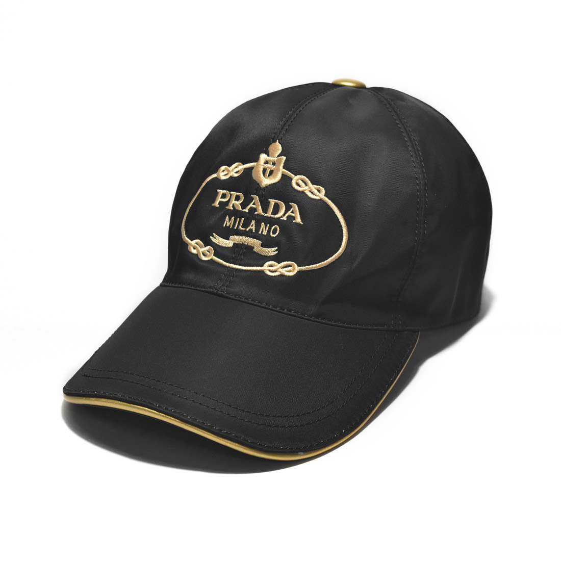 Buy Prada Milano Embroidered logo Black Premium Cap Vogue Mine
