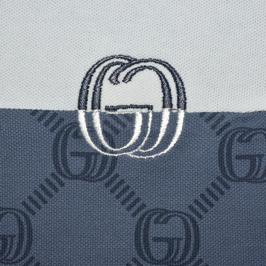 Buy Gucci Blue Monogram Print Premium Polo T-shirts Online - Vogue Mine