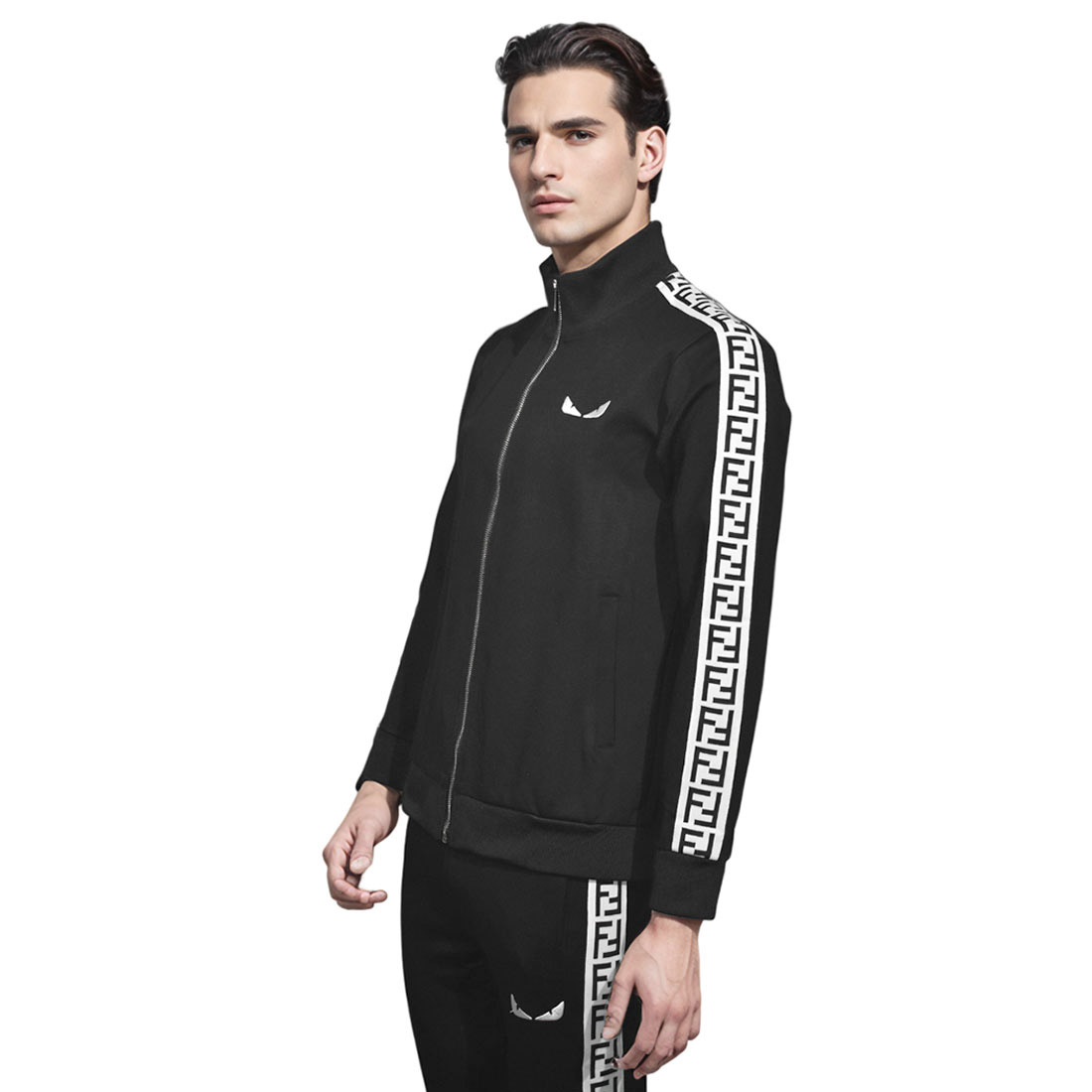 Buy Fendi Embroidered logo Black Premium Luxury Tracksuit - Vogue Mine