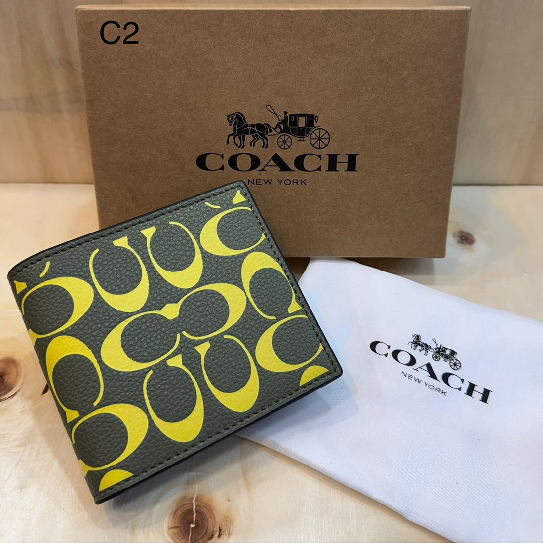 Buy Coach Yellow Premium Compact Wallet for Men Online | Voguemine