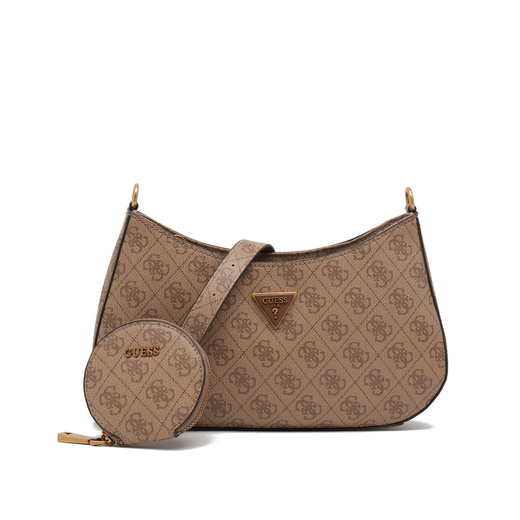 Buy Guess Hobo Alexie Top Zip Brown Shoulder Bag Online - Vogue Mine