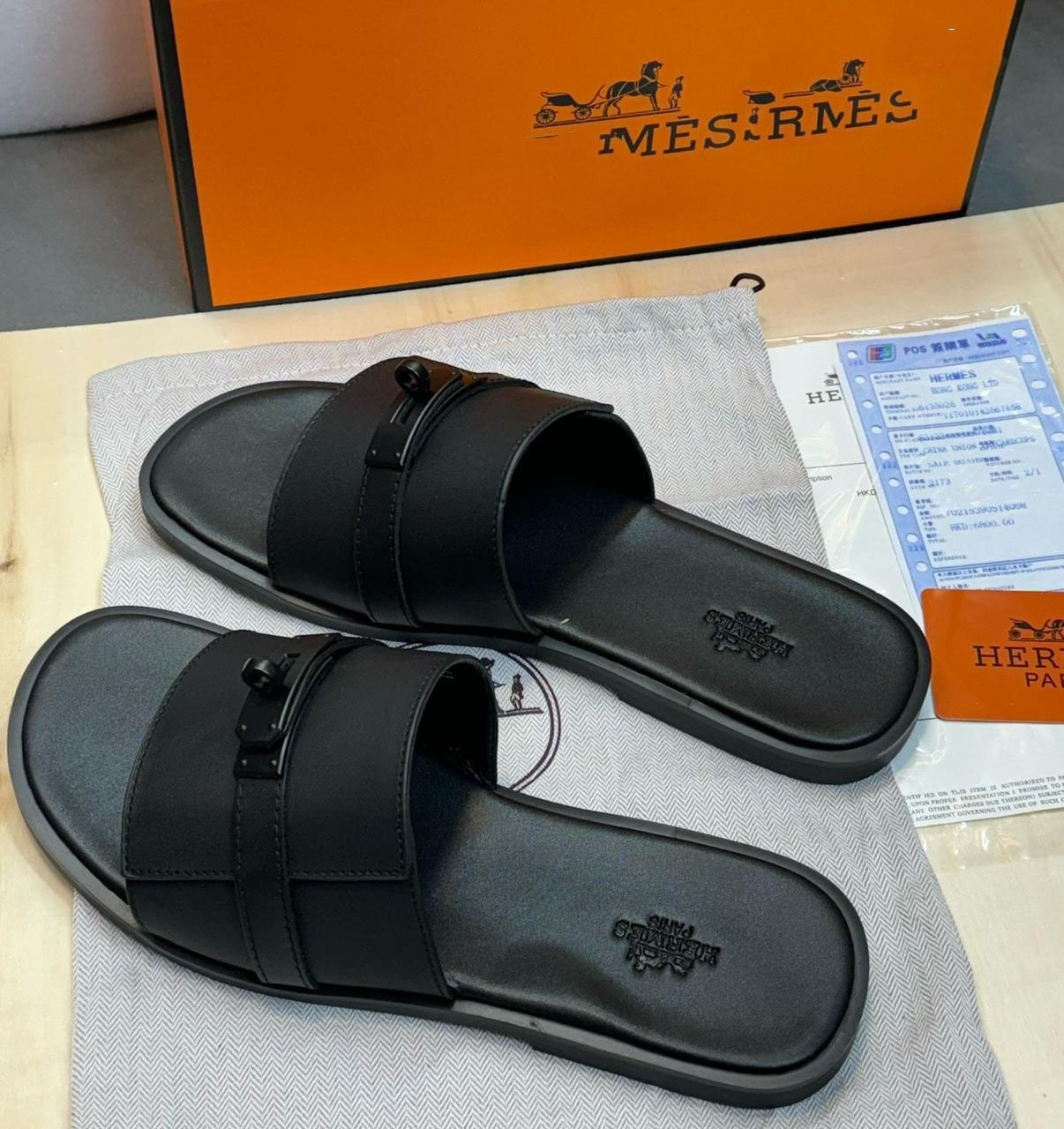 Buy Hermes Brown Premium Gabriel Flip-flop Online in India - Vogue Mine-1