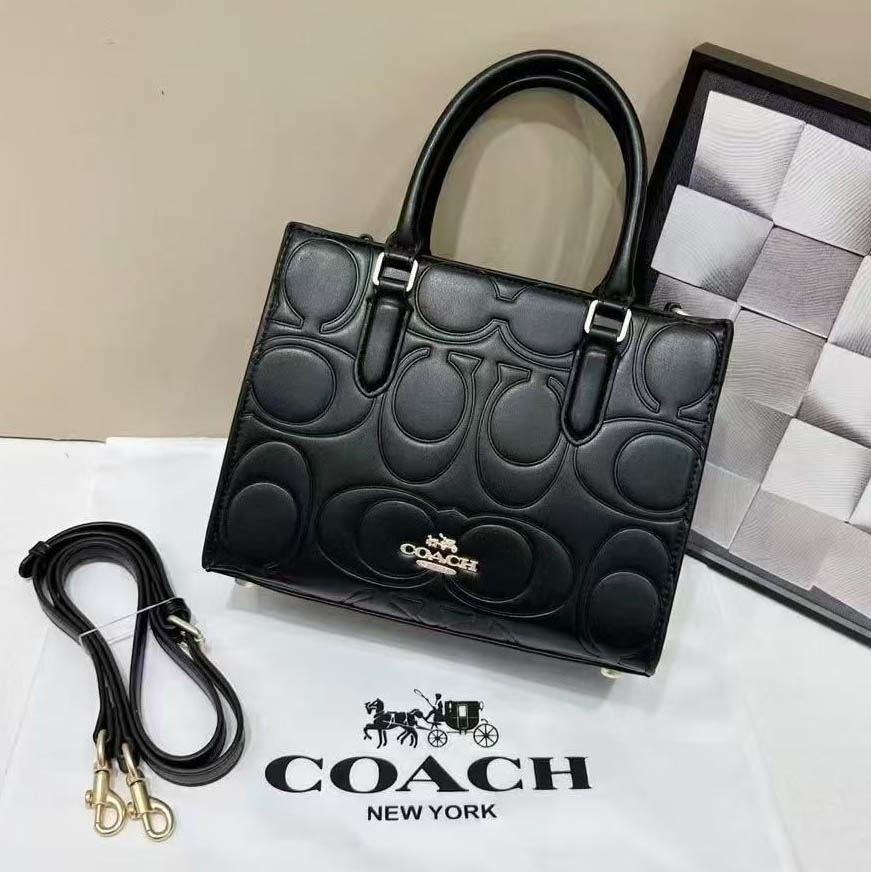 Buy Coach Maggie Embossed Black Crossbody Bag Online | Vogue Mine-1