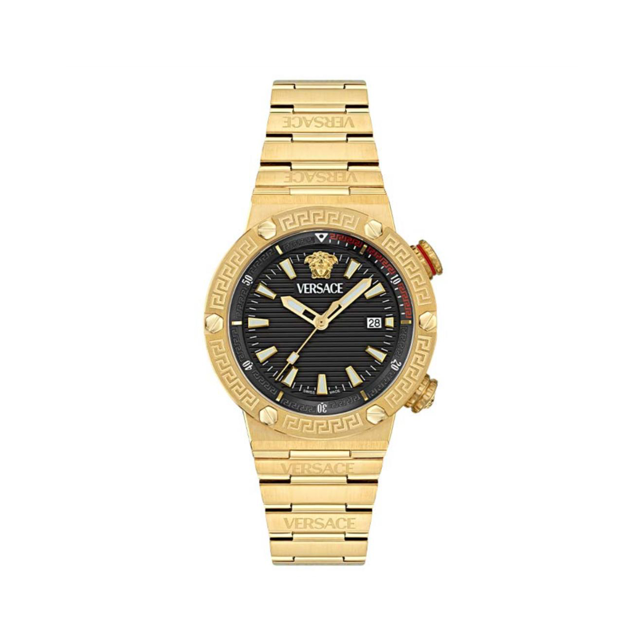 Versace Greca Logo Diver Black Dialer Watch For Men VE8G00624 | VOGUEMINE