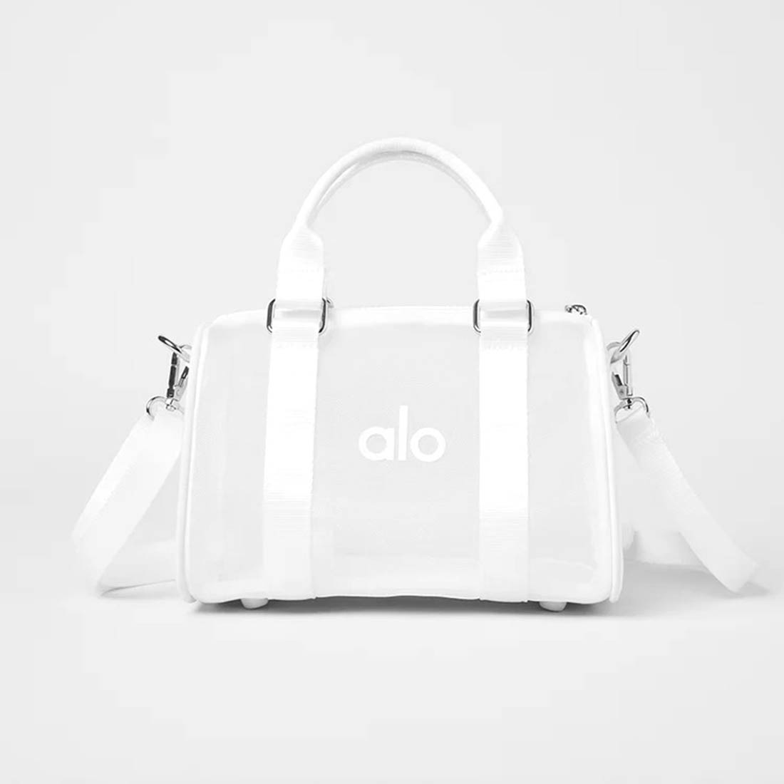 Buy Alo Mini Sheer White Duffle Bag Online | Vogue Mine-1