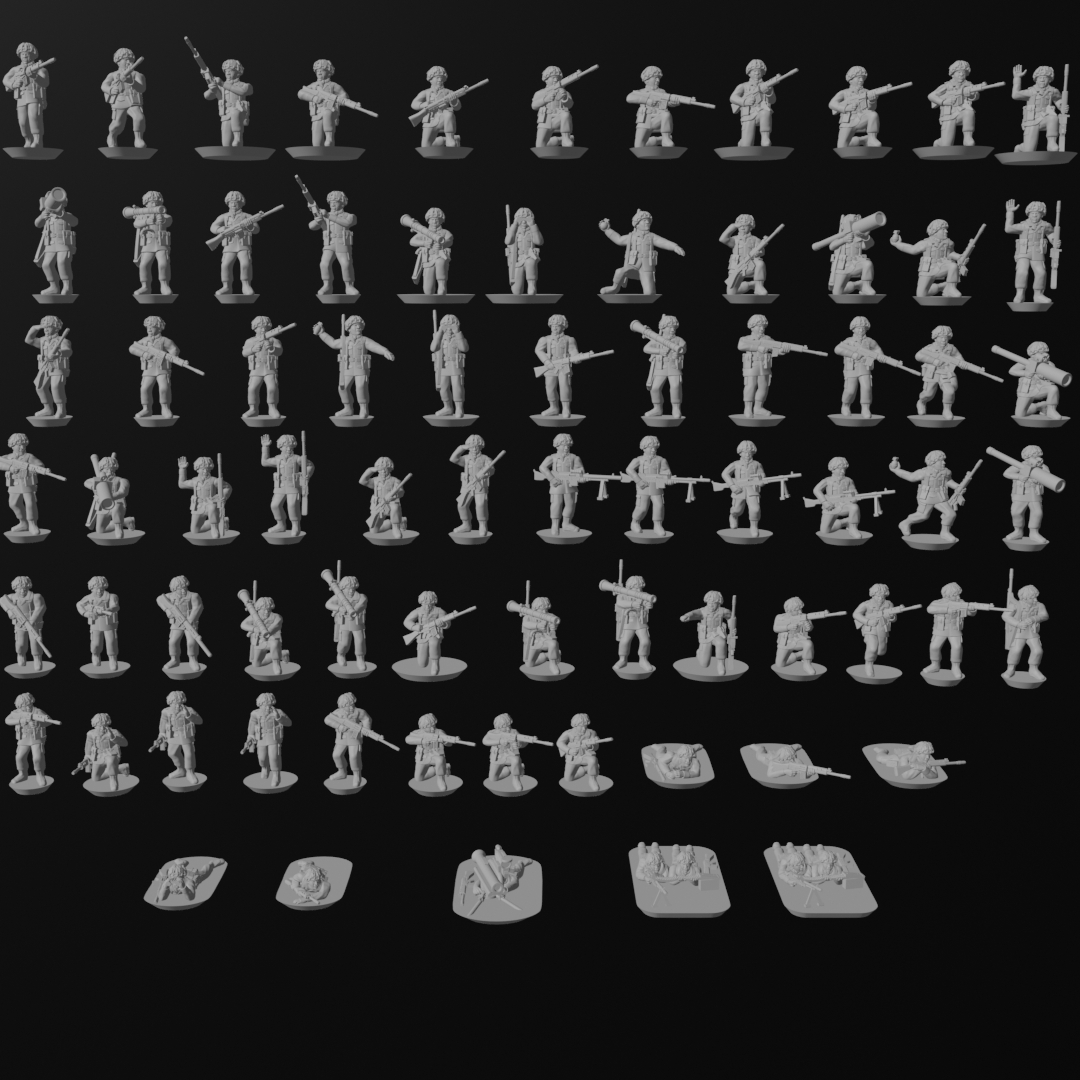 10/15mm British Infantry Company in Helmets & Berets (1980s) with L1A1 ...