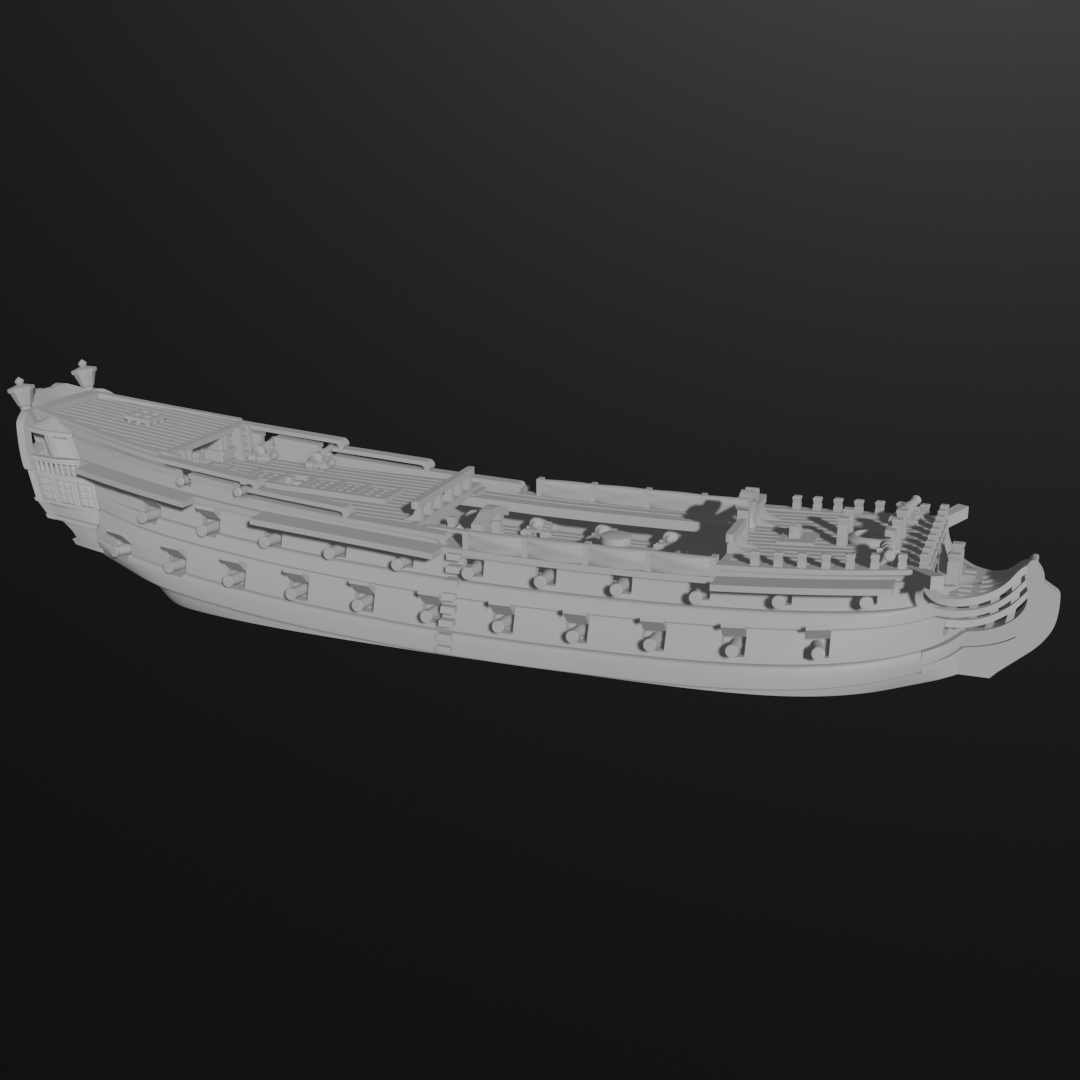 DK Danish 4th rate Grønland (50 guns), 1756-96 & Blender Exporter AOA-DK-8
