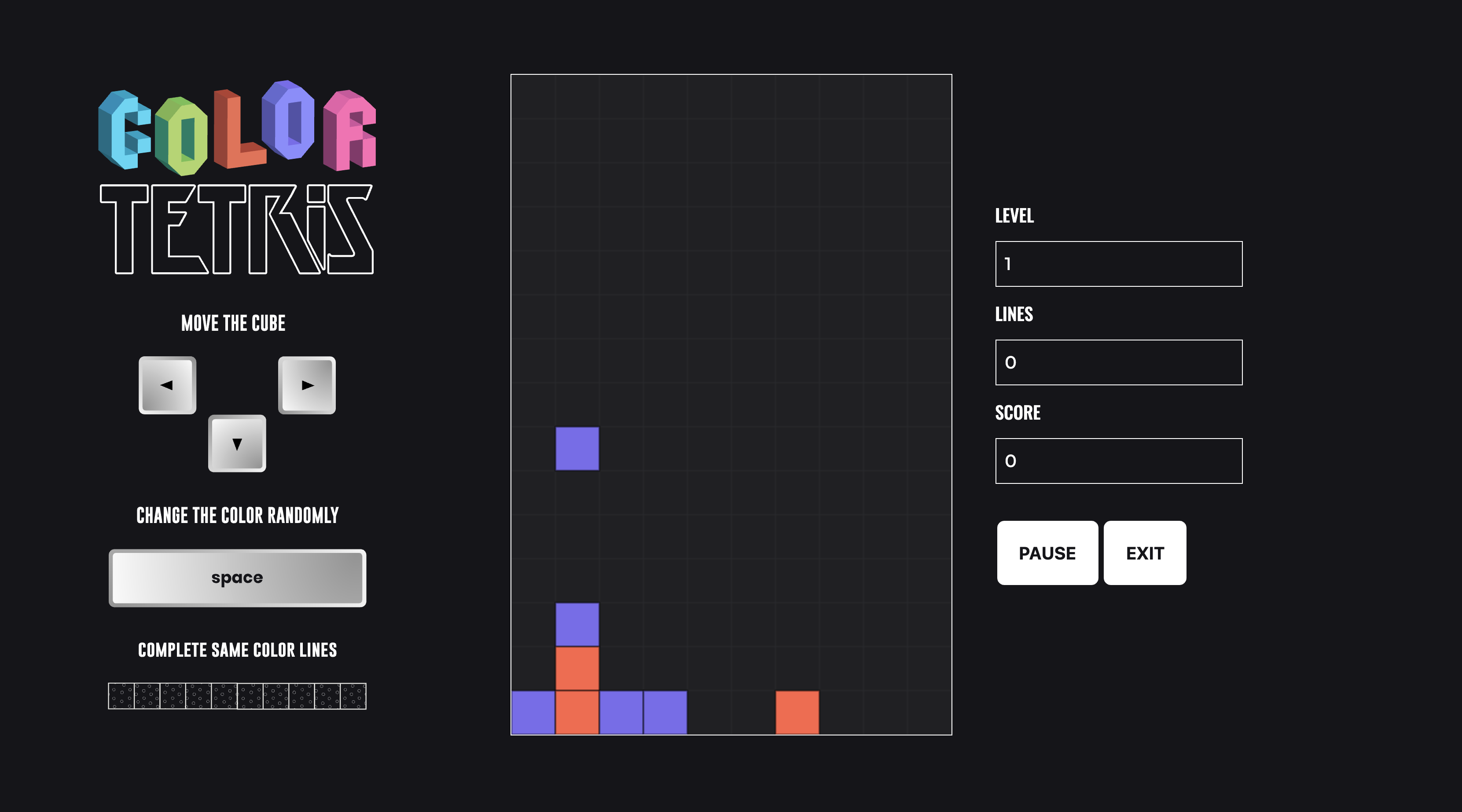 GitHub - PiliGar/color-tetris: Get lines of the same color, earn points ...