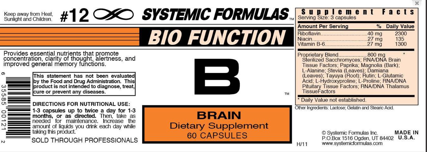 Systemic Formulas Bio Function - B Brain - SuppCo