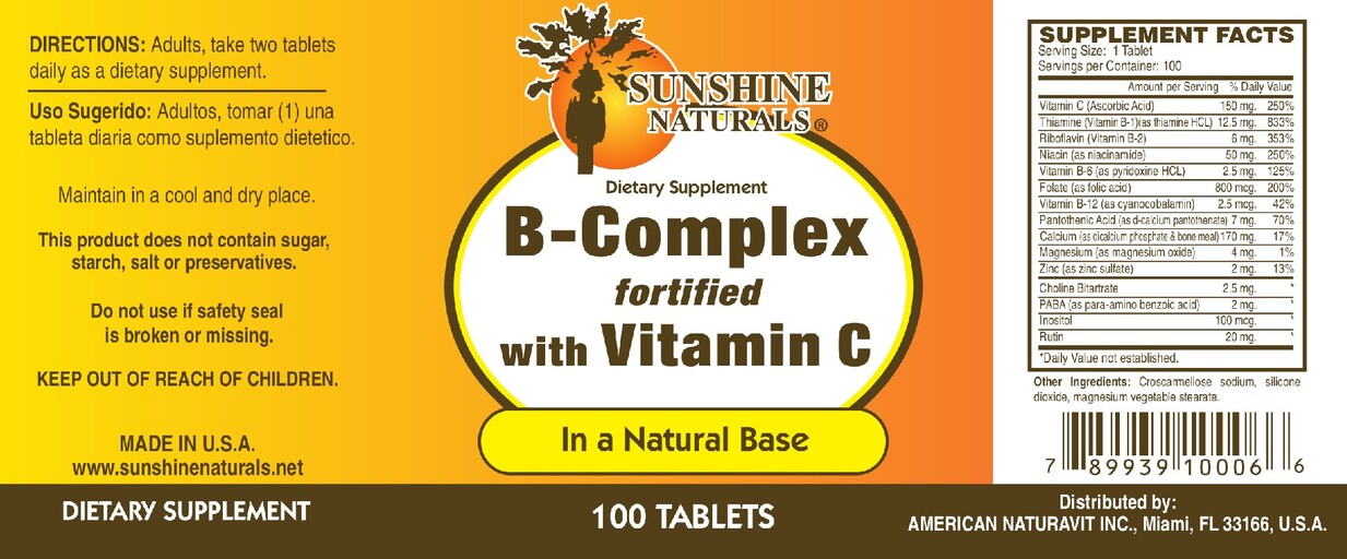 Sunshine Naturals - B-Complex Fortified With Vitamin C - SuppCo
