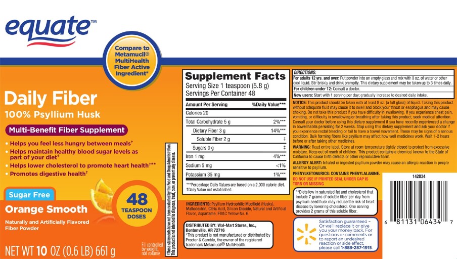 Equate - Daily Fiber Orange Smooth - SuppCo