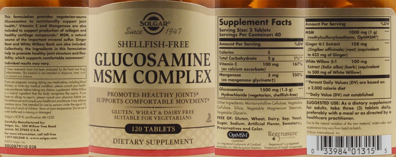 Solgar - Glucosamine MSM Complex - SuppCo