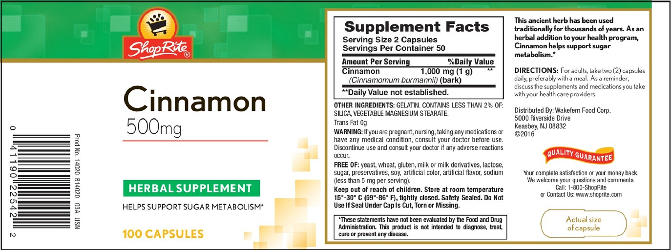 ShopRite - Cinnamon 500 mg - SuppCo