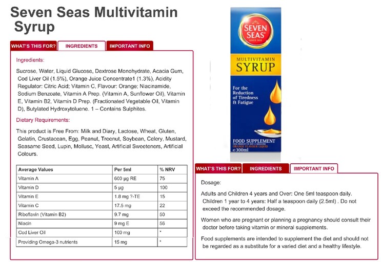 Seven Seas - Multivitamin Syrup Orange Flavour Liquid - SuppCo