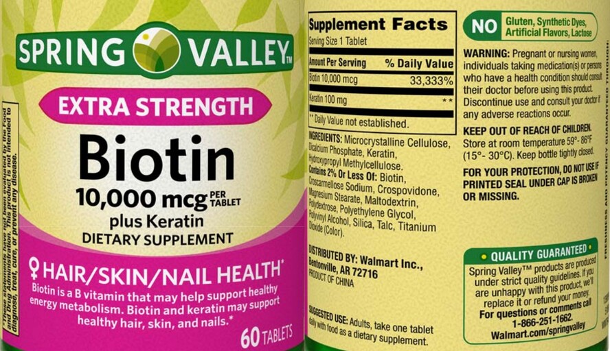 Spring Valley - Biotin 10,000 mcg plus Keratin - SuppCo
