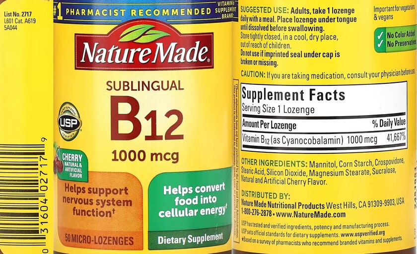 Nature Made Sublingual B12 1000 mcg Cherry | SuppCo