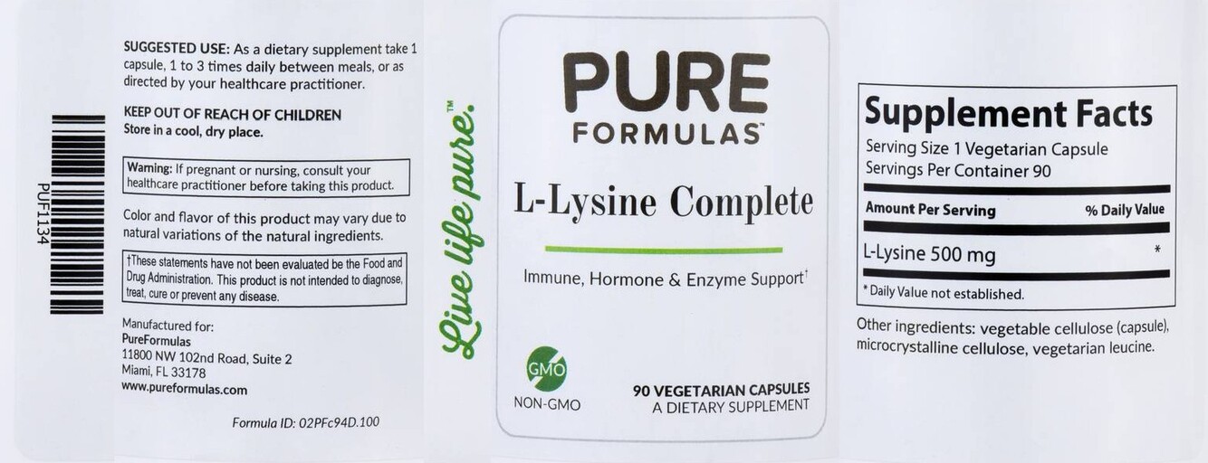 PureFormulas - L-Lysine Complete - SuppCo