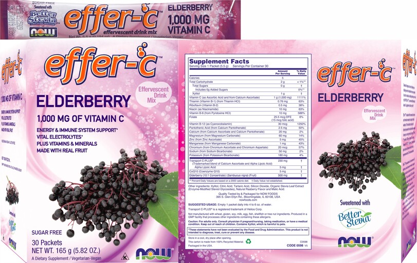 NOW - Effer-C Elderberry Effervescent Drink Mix - SuppCo