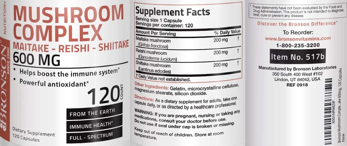 Bronson - Mushroom Complex 600 mg - SuppCo