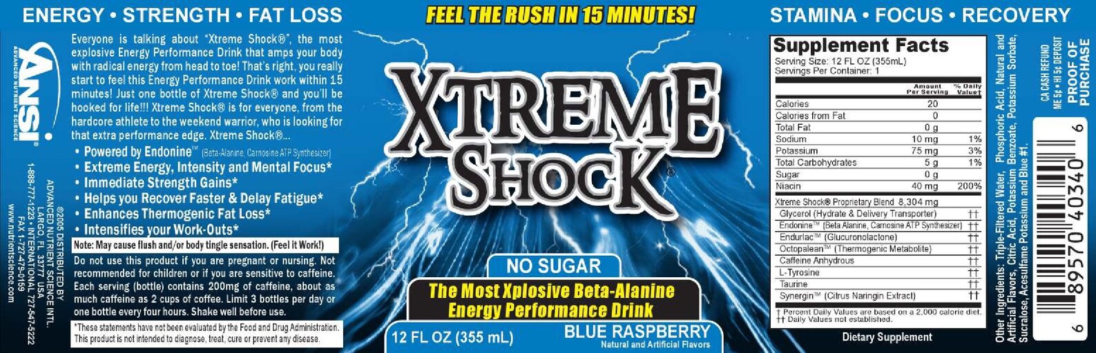 ANSI Advanced Nutrient Science - Xtreme Shock Blue Raspberry - SuppCo